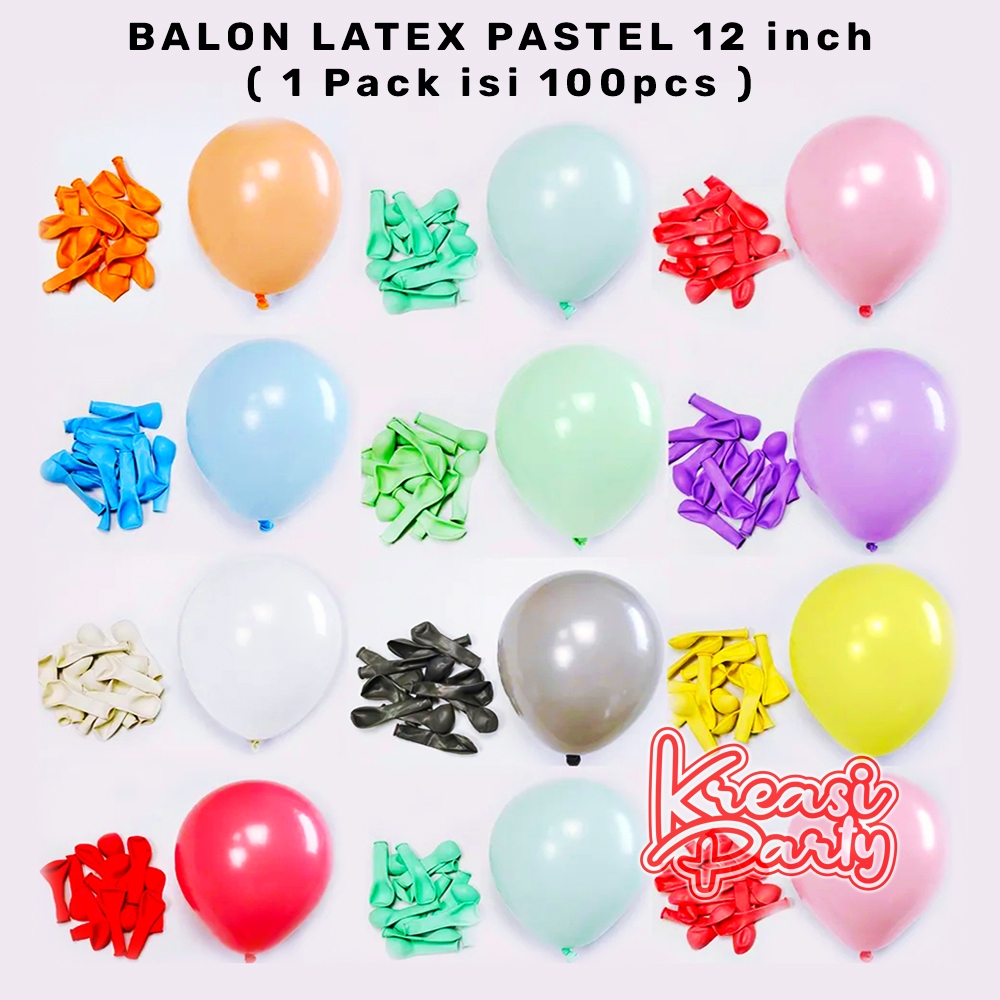 Jual Balon Latex Pastel 1 Pack isi 100 pcs / Balon Per Pack / Balon ...