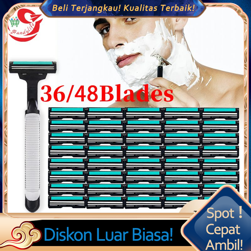 Jual 1 Dudukan + 48 Pisau Alat Cukur Manual Pria Pengaman Cukur Cukur ...