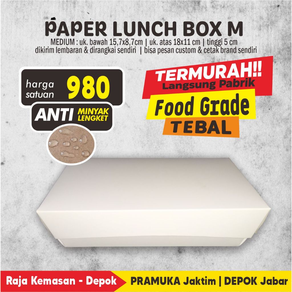 Jual Lunch Box M Ivory Polos Laminasi (isi 25 pcs) | Shopee Indonesia