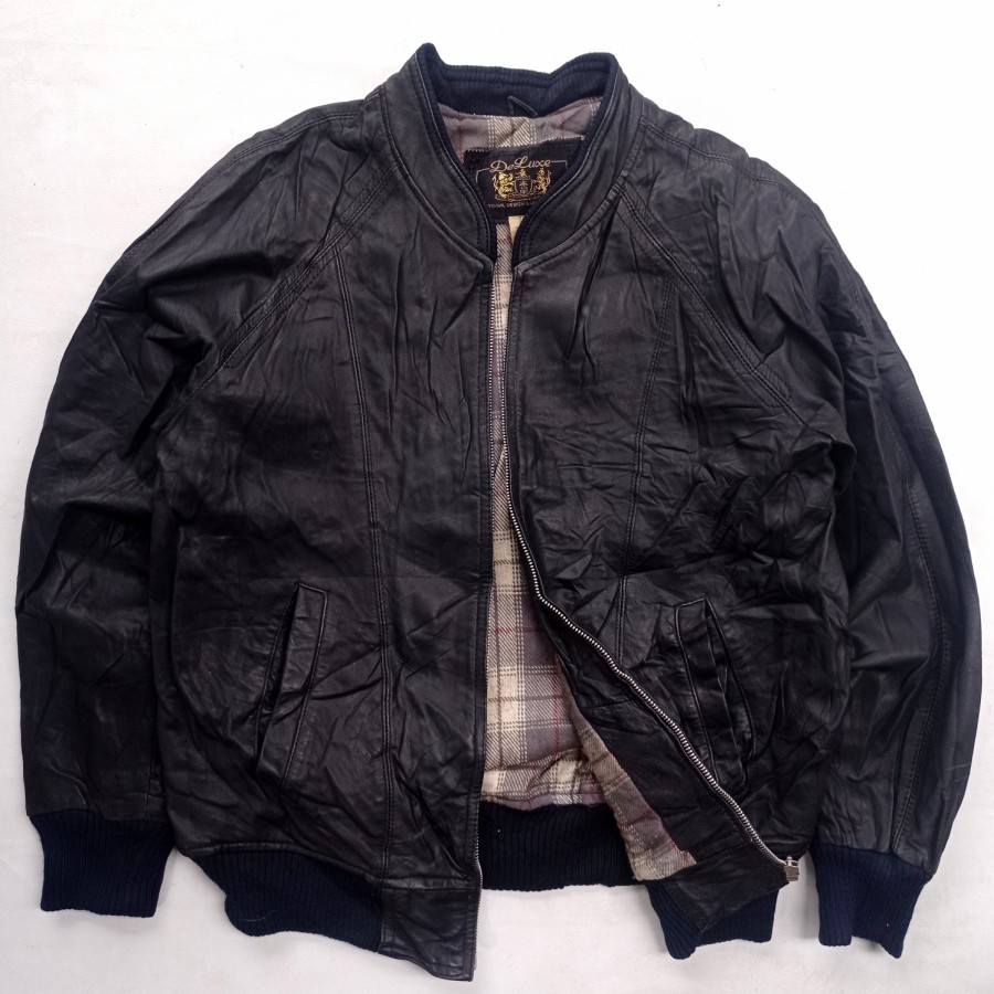 Jual DeLuxe casual bomber leather jacket kulit asli lewis schott cafe ...