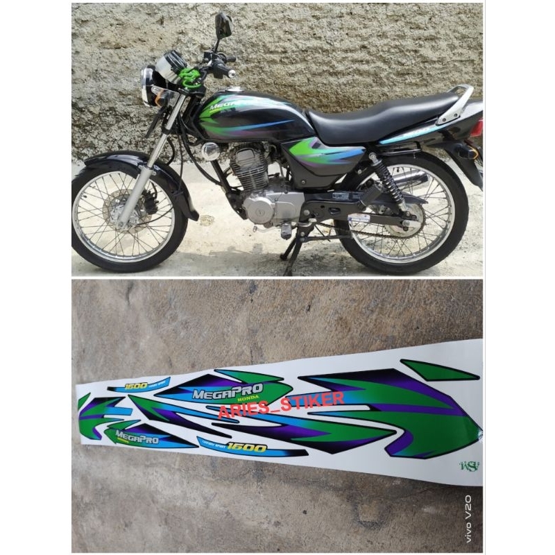 Jual stiker striping Honda Megapro 2001 hitam hijau | Shopee Indonesia
