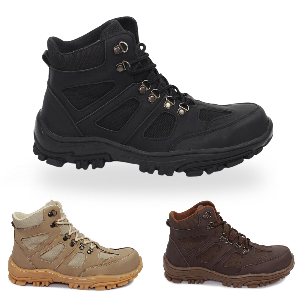 Jual Sepatu Boots Pria Safety Ujung Besi Endure Hitam Coklat Cream PDL ...