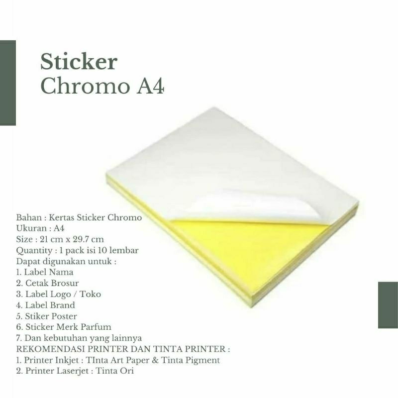 Jual Kertas Stiker Chromo A4 / Kertas Stiker / Sticker Cromo / Kertas ...