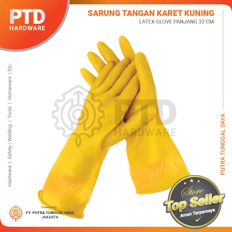 Jual Sarung Tangan Karet Yellow / Glove Latex Kuning Tebal Serbaguna ...