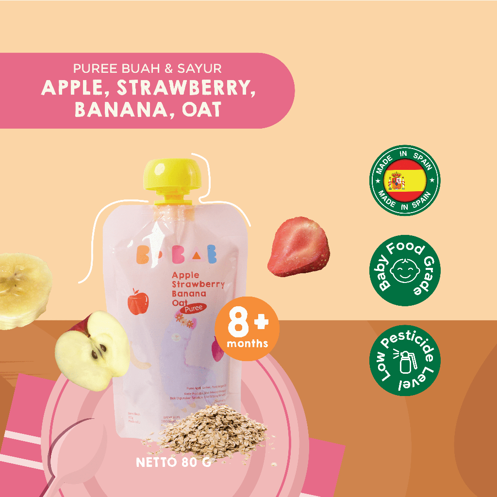 Jual BoBae BABY – Apple, Strawberry, Banana, Oat/ MPASI Anak 8 Bulan ...