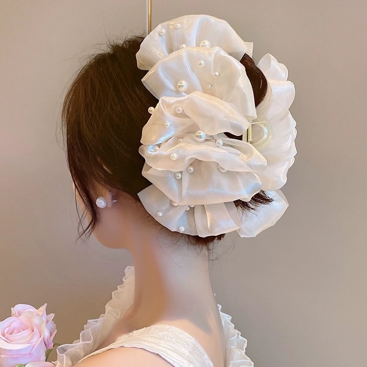 Jual Jepit Rambut SUPER JUMBO 13cm dengan Cepol Pita Sifon Mutiara ...