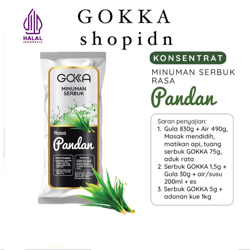 Jual Bubuk Minuman Pandan Gokka 50g - Powder drink Pandan 50g [Gokka ...