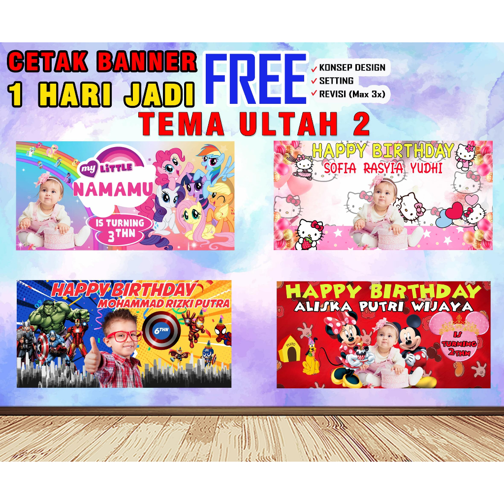 Jual Banner Ultah Backdrop Ultah Spanduk Ulan Tahun Untuk Anak Bisa ...
