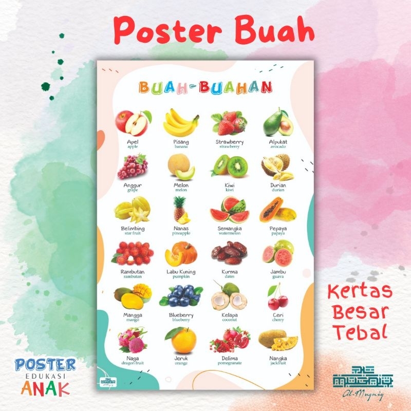 Jual Poster Mengenal Buah - Poster Buah-buahan - Poster Belajar Kosa ...
