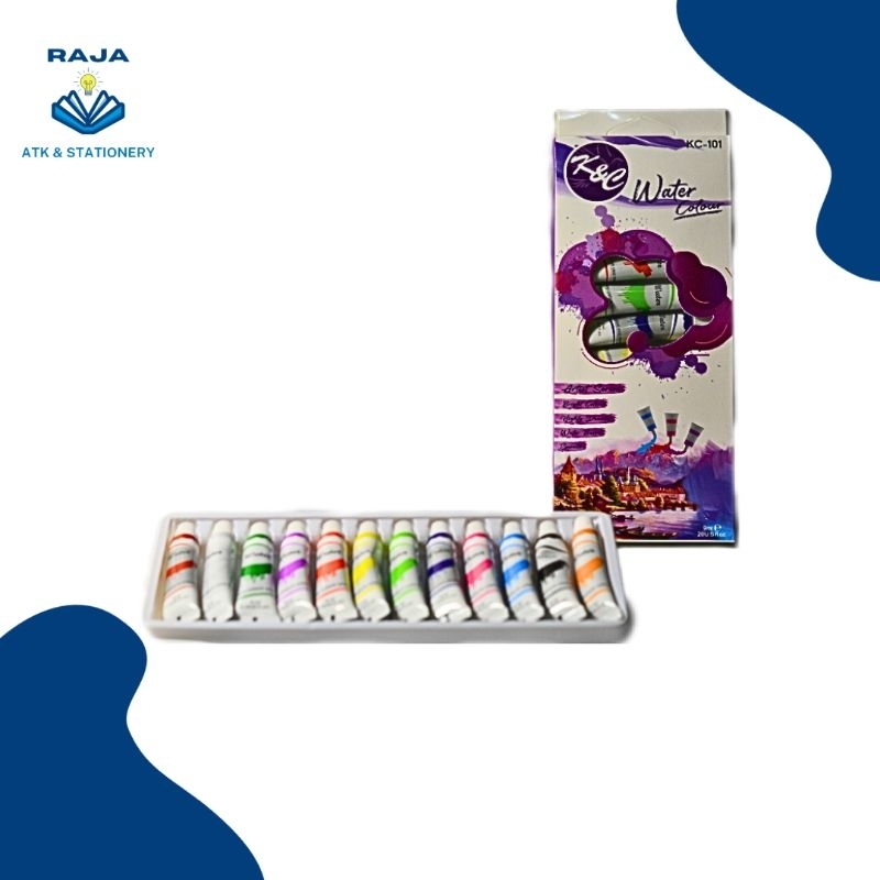 Jual K&C Cat air Tube 6 ml 12 Warna / K&C Watercolour 12 Warna | Shopee ...
