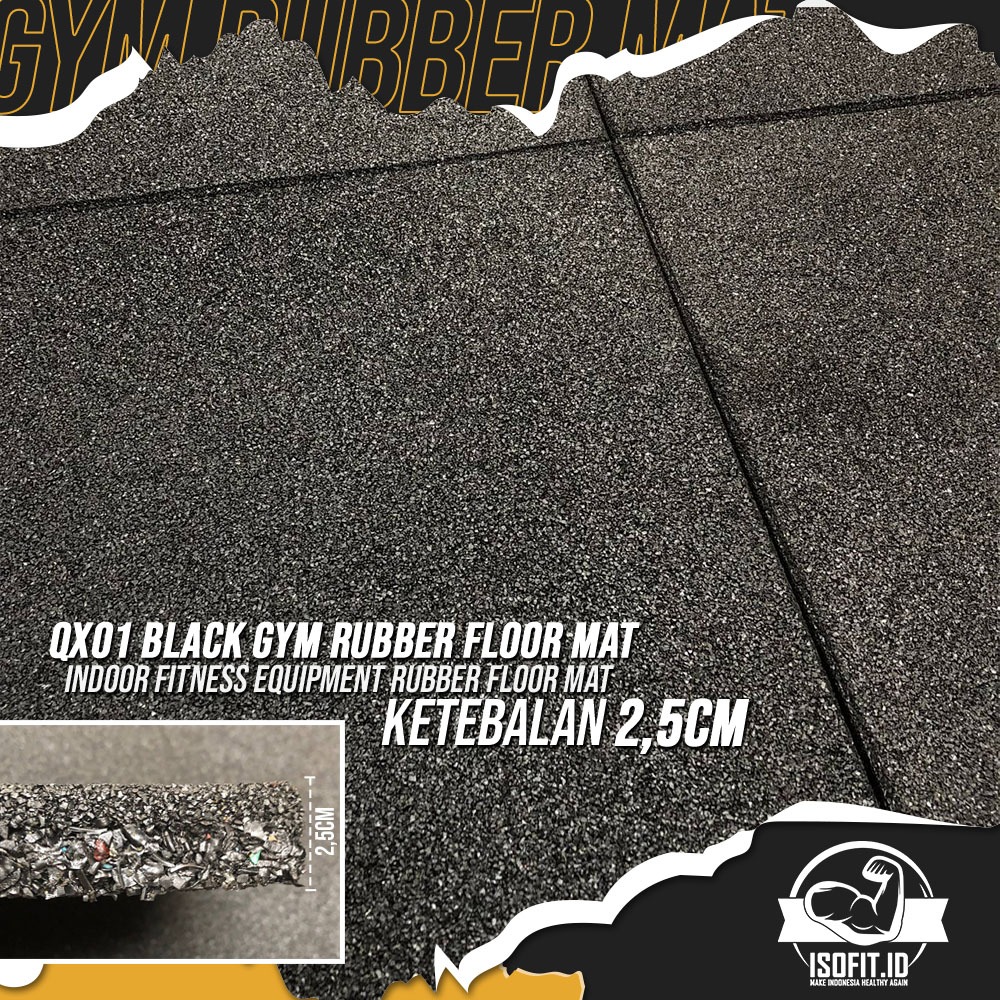 Jual Isofit QX01 Black Gym Rubber Floor Mat / Karpet Lantai Karet ...