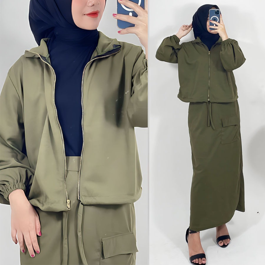 Jual CARLINA – Jennie Set Jaket dan Rok Cargo Setelan Baju Wanita ...