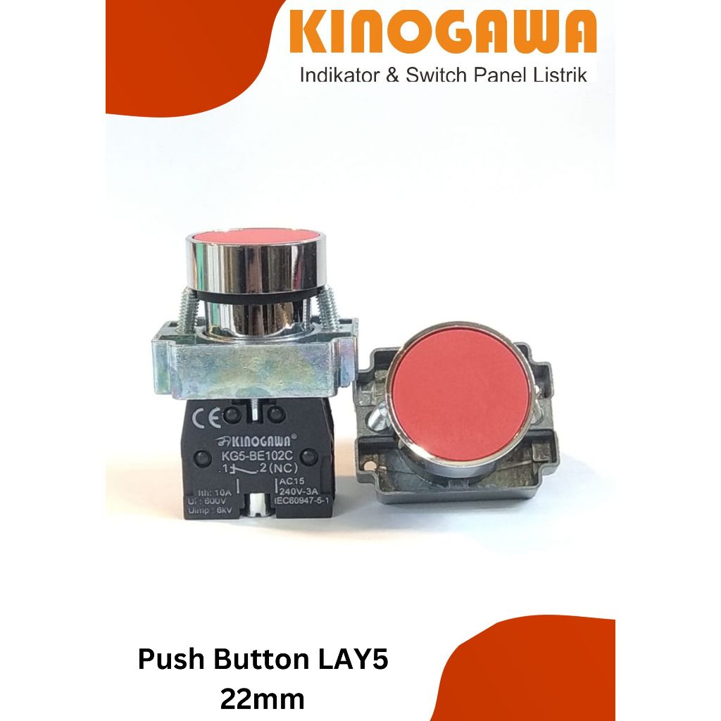 Jual Push Button 22mm LAY5 Merah Membal - Tombol Stop OFF 22mm Model ...