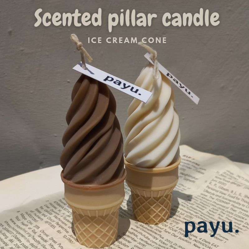 Jual Lilin aromaterapi pillar - Ice cream cone candle eskrim vanilla ...