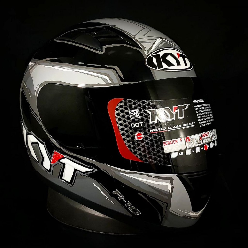 Jual HELM KYT R10 MOTIF 6 BLACK GREY ORIGINAL MURAH HELM TOURING KYT ...