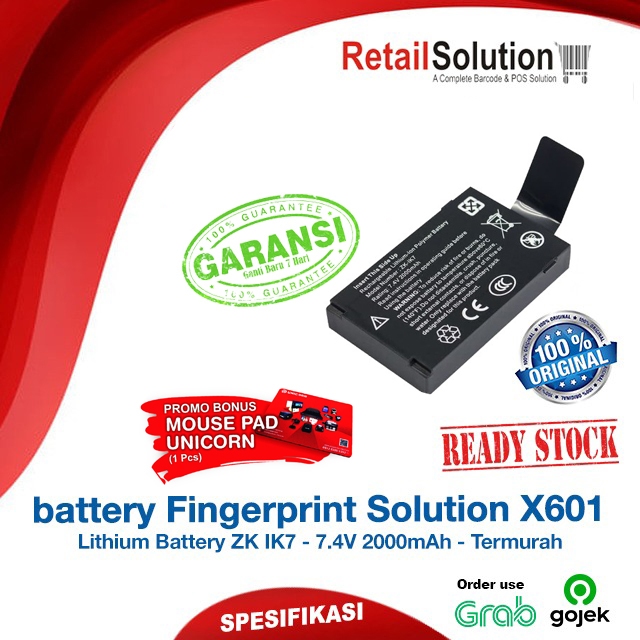 Jual Battery Baterai Mesin Absensi Fingerprint Solution X601 X-601 | Shopee Indonesia