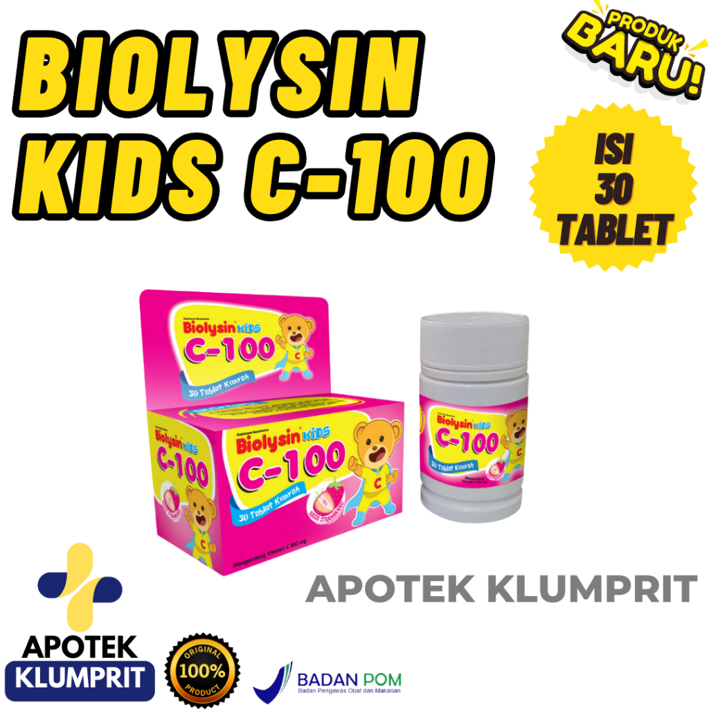 Jual BIOLYSINE KIDS C 100 / ISI 30 TABLET / DAYA TAHAN TUBUH | Shopee ...