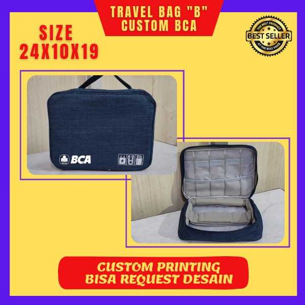 Jual Tas Travel Custom Logo BCA Printing / Souvenir Tempat Penyimpanan ...