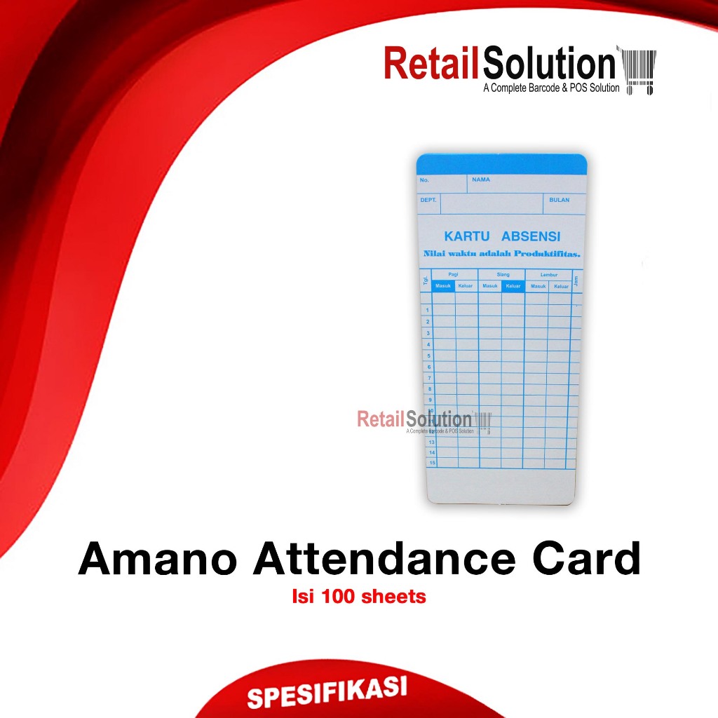 Jual Kartu Absensi Amano Manual Ceklok isi 100pcs | Shopee Indonesia