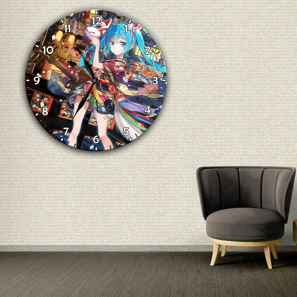 Jual Jam Dinding Kayu Bulat Anime Hatsune Miku | Shopee Indonesia