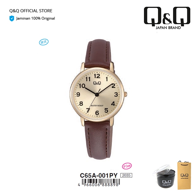 Jual Q&Q QnQ QQ Original Jam Tangan Wanita Fashion Analog Kulit - C65 C65A Water Resist 3 BAR ...