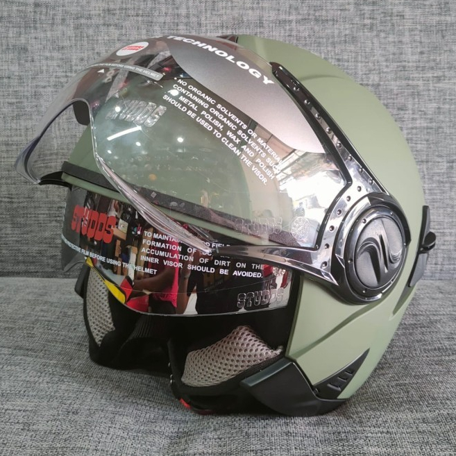 Jual Helm STUDDS Downtown Military Green | Helm Retro | Modular | Head ...