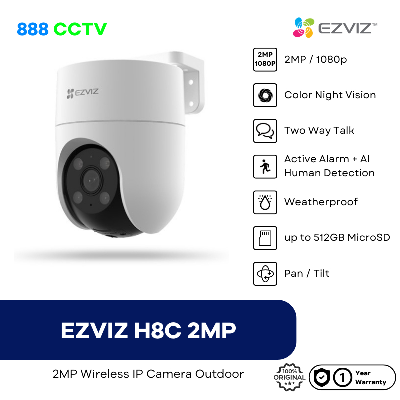 Jual EZVIZ H8C 2MP 1080p Smart CCTV Wifi IP Camera Outdoor Pan Tilt ...