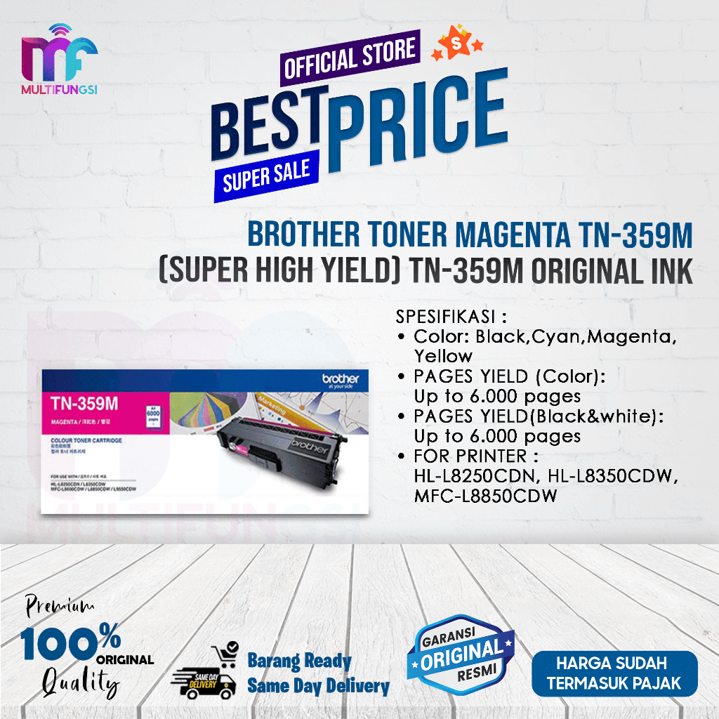 Jual Brother Toner Magenta TN-359M (Super High Yield) / TN-359 M Original | Shopee Indonesia