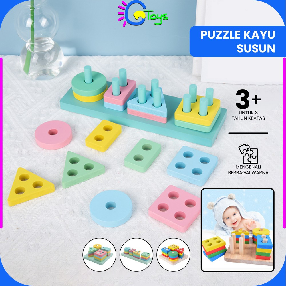 Jual CR-M332 Puzzle Geometri Mainan Edukasi Anak Papan Susun Sortir ...