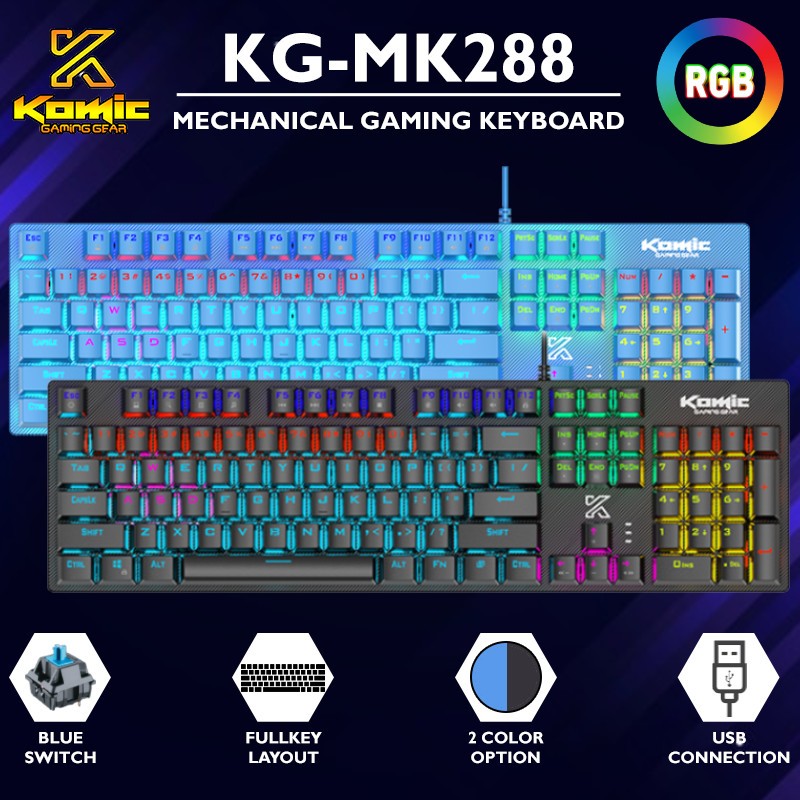 Jual Keyboard gaming mechanical komic wired usb 2.0 104 keys full-size ...