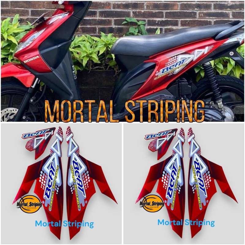 Jual STICKER STRIPING LIS HONDA BEAT CARBU TAHUN 2010 2011 MERAH FULL ...