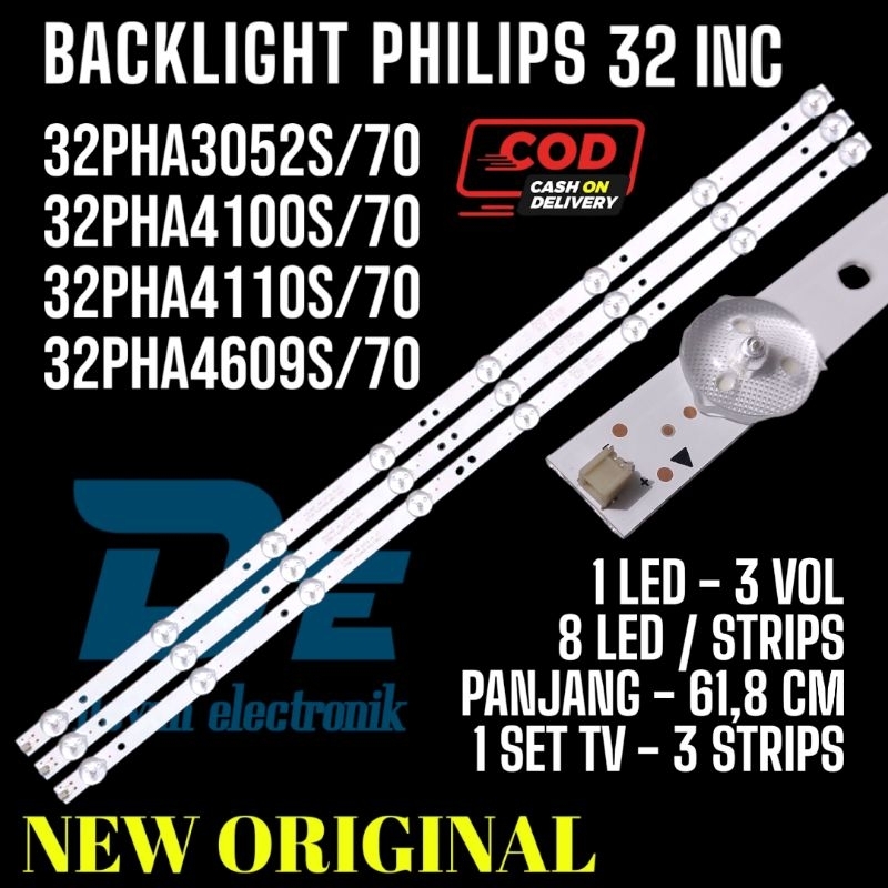 Jual BACKLIGHT TV PHILIPS PILIPS 32PHA3052S/70 32PHA4100S/70 32PHA4110S/70 32PHA4609S/70 8 LED 3 ...