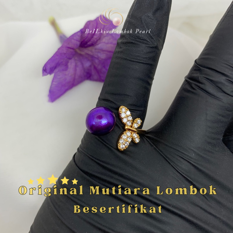 Jual Cincin kupu kupu mutiara air tawar asli lombok besertifikat ...
