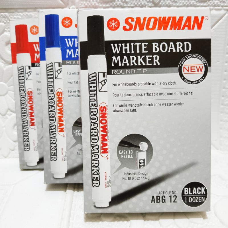 Jual Snowman Board Marker Spidol White Board Marker ABG-12 (12 Pcs ...
