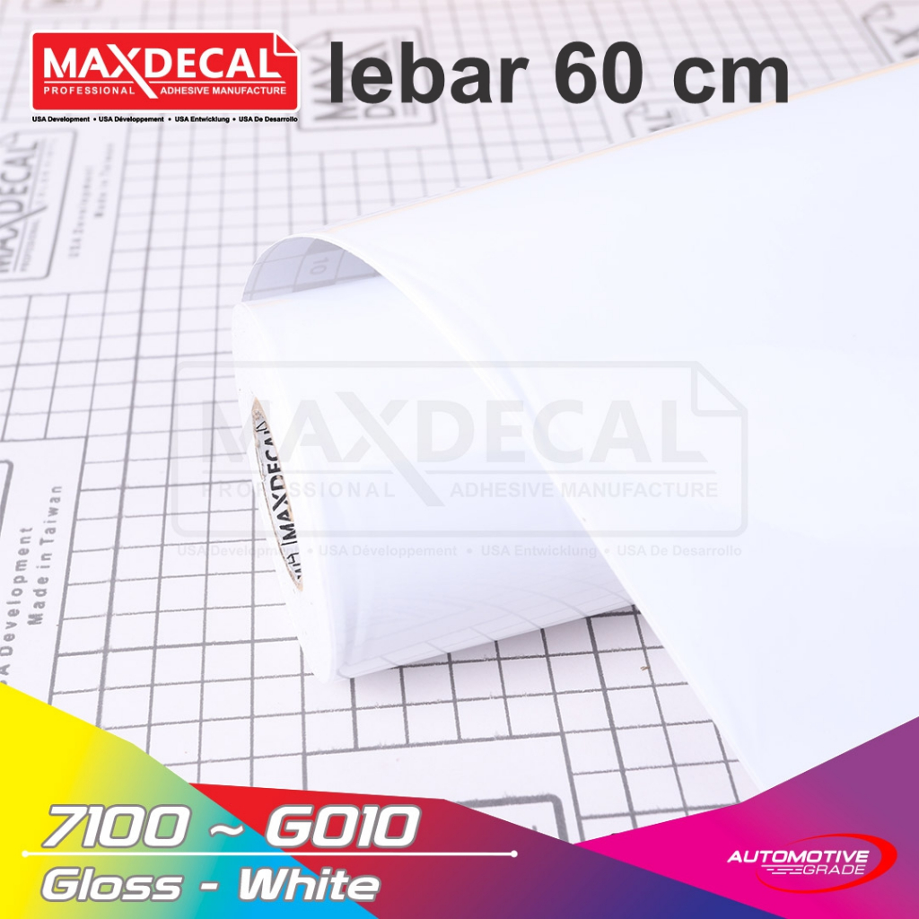 Jual sticker skotlet MAXDECAL7100 WHITE vinyl putih glossy lebar 60 cm ...