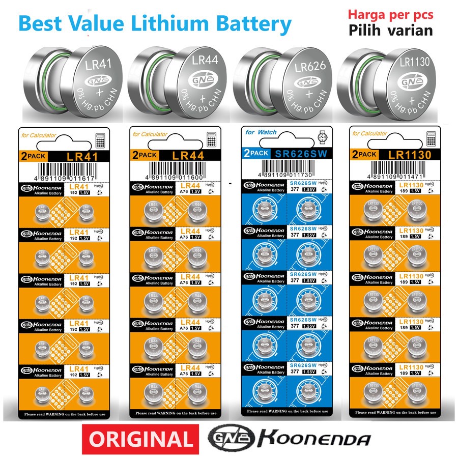 Jual Baterai Kancing Lithium LR41 LR44 LR626 LR1130 AG3 AG4 AG10 AG13 LR54 | Shopee Indonesia
