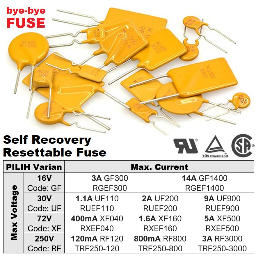 Jual Fuse Self Reset Sekring Otomatis Auto PPTC 16 30 60 72 250 V 1 2 3 ...