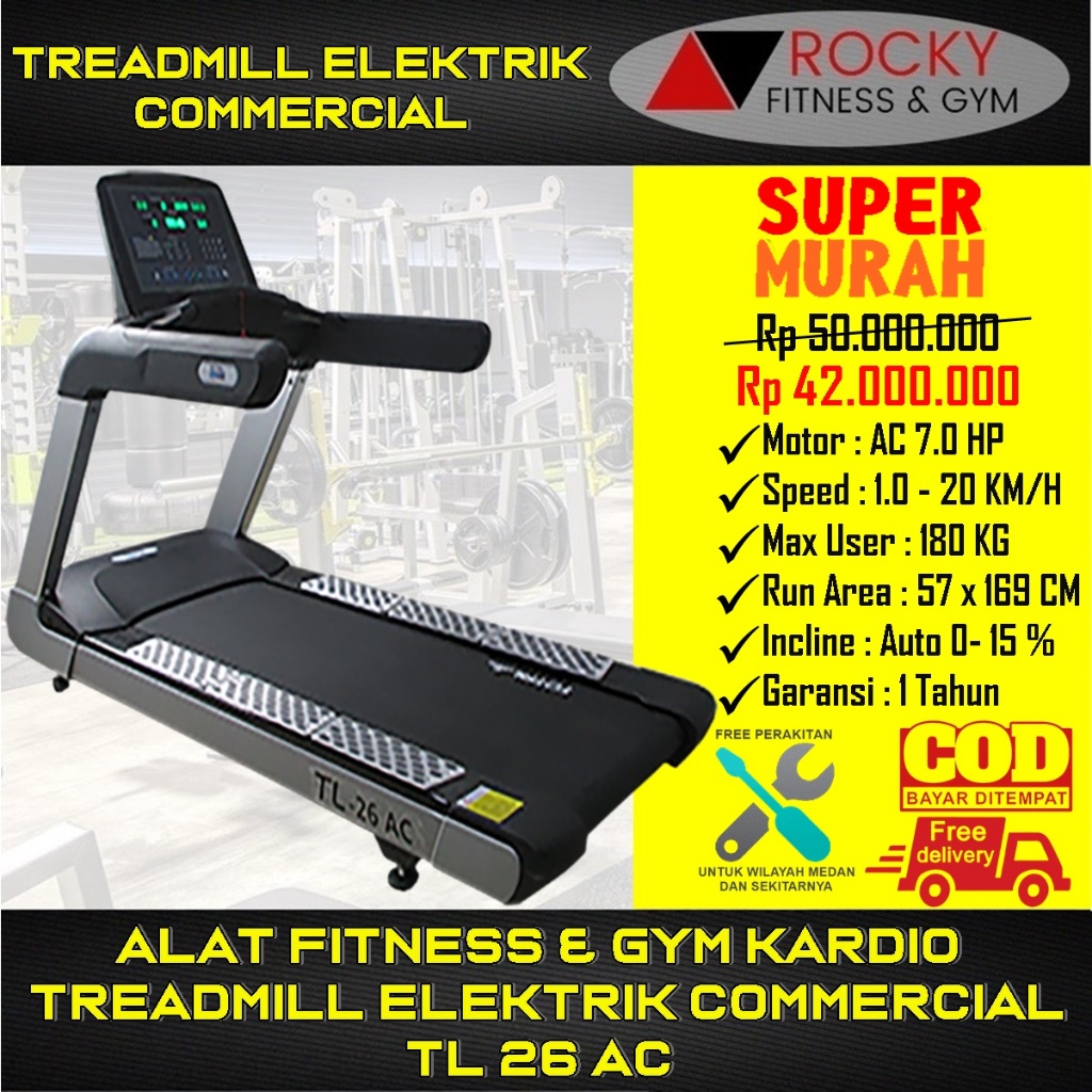 Jual Treadmill Elektrik Commercial TL 26 AC / Alat Fitness & Gym / Alat ...