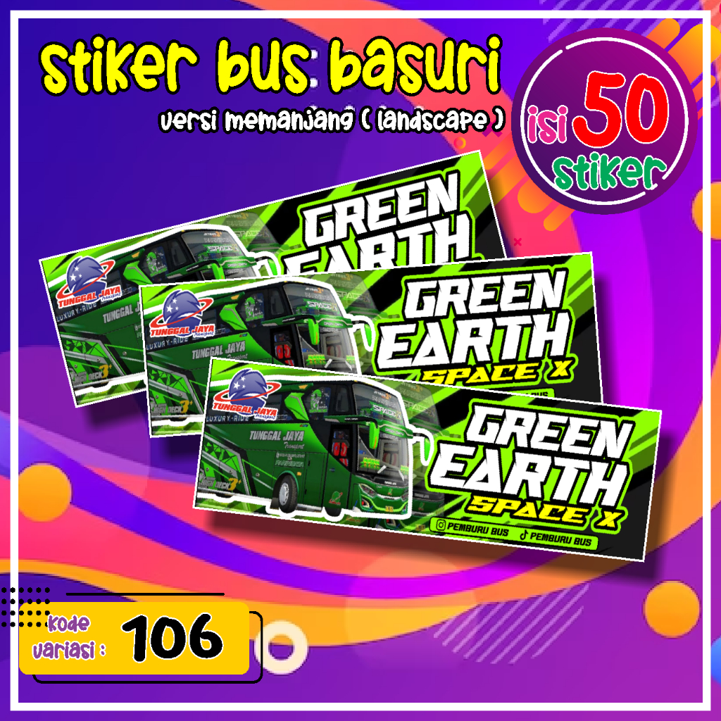 Jual VIRAL isi 50 stiker bus panjang | saturn black pink kids panda ...