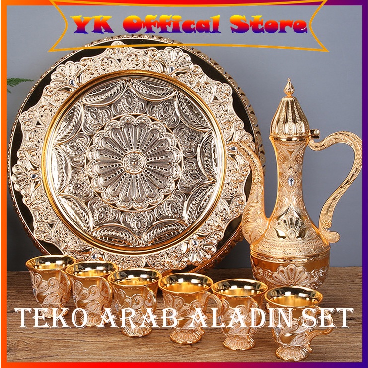 Jual 8PCS/Set Teko Arab Aladin Gold Warna Emas Ornament Set Gelas ...