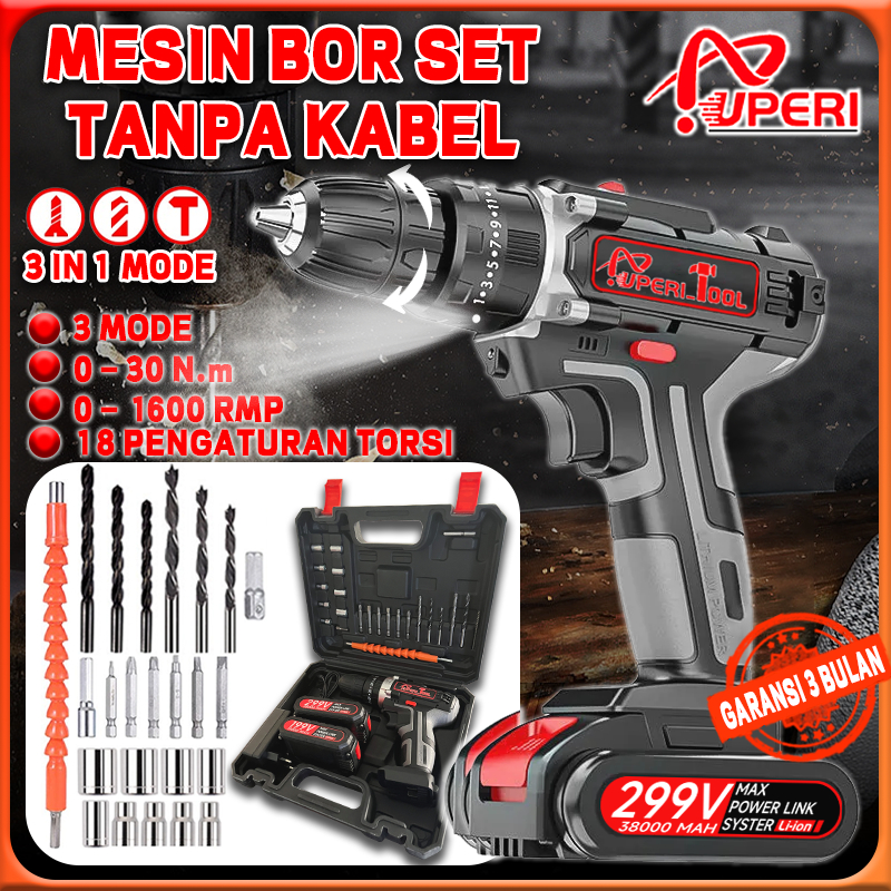 Jual MURAH 199VF / 299VF Set Mesin Bor Impact Listrik Tanpa Kabel / Bor ...