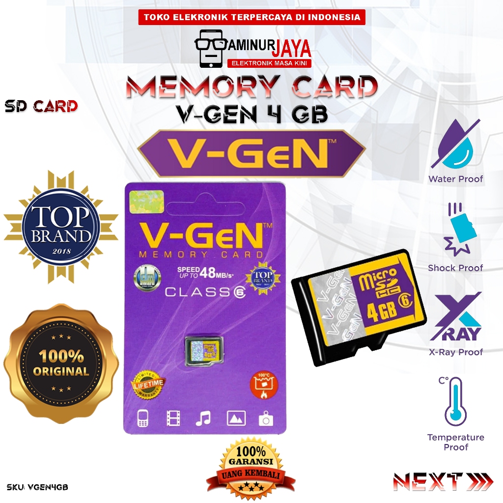 Jual Kartu Memory VGEN 4GB Memori Card HP MMC Micro SD Card Class 6 ...