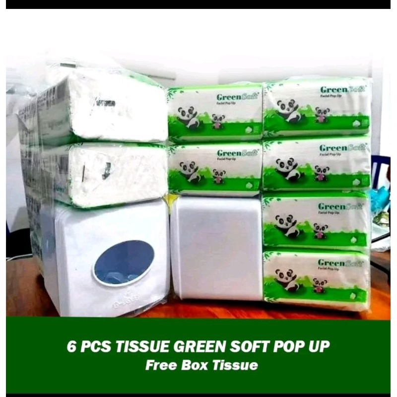 Jual Tissue green soft facial pop up 130 sheet 2ply isi 6pcs free kotak ...