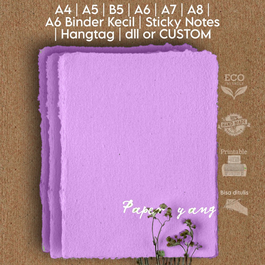 Jual Kertas Daur Ulang LILAC A4 A5 A6 A7 A8 Kertas Daur Ulang Warna ...