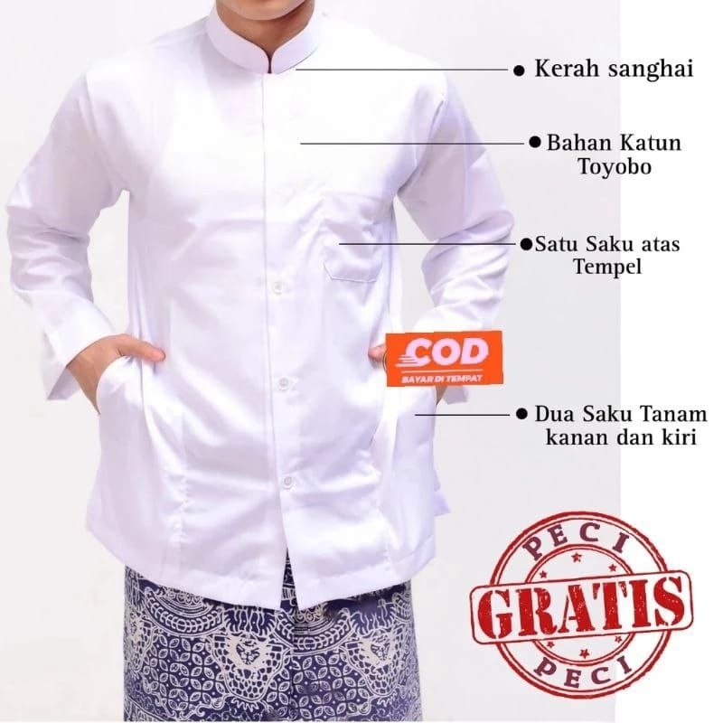 Jual (TERLARIS) Baju Muslim Koko Habib Haibah Polos Saku samping Model AMMU AMU | Shopee Indonesia