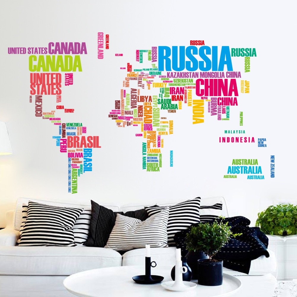 Jual Reliza Wallsticker Wallsticker Map Of The World Peta Dunia Stiker ...