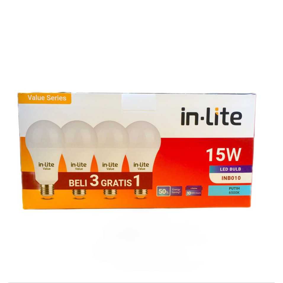 Jual INLITE VALUE SERIES PACK LED 15W INB010 BELI 3 GRATIS 1 SNI BERGARASI | Shopee Indonesia