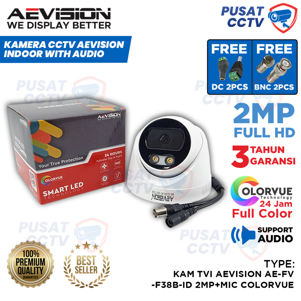 Jual Camera CCTV Analog Aevision 2MP Full HD 1080, 24 Jam Full Color ...