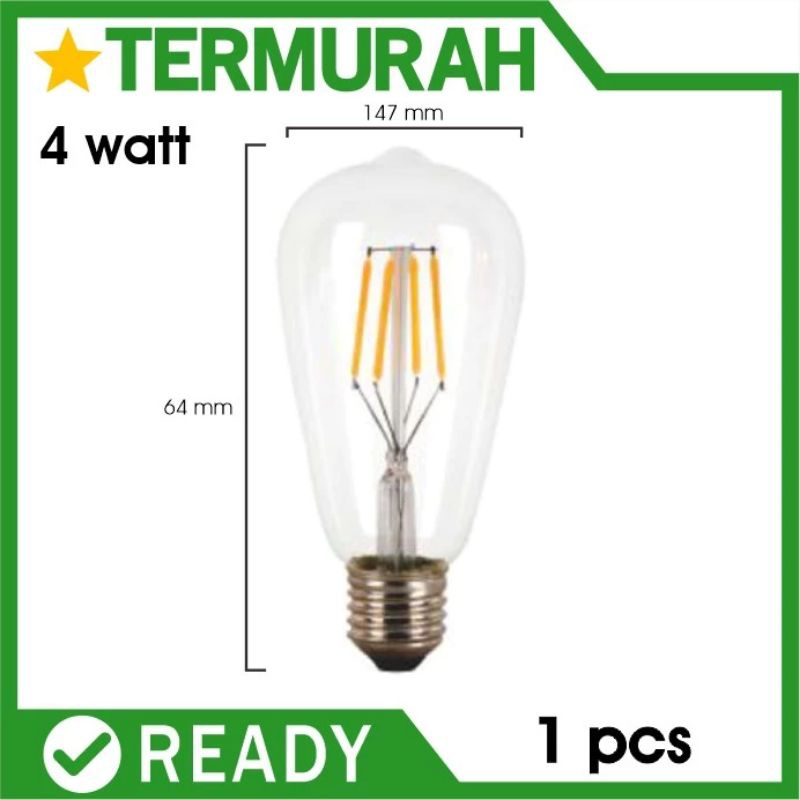 Jual lampu Bohlam Led ST64 4 Watt 220V Kaca Bening /Clear | Shopee ...