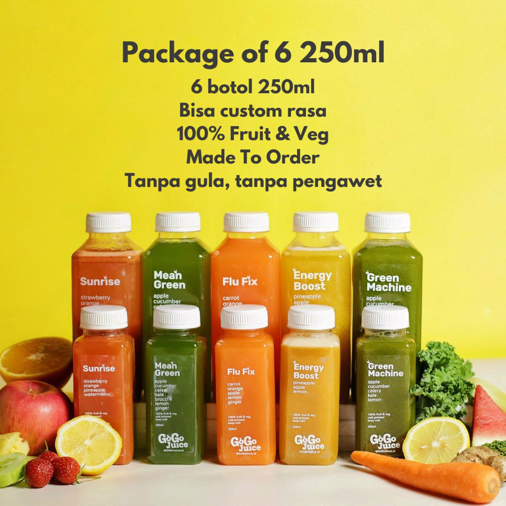 Jual JUICE CARE PACKAGE 6 BOTOL 250ML 1.5 liter Cold Pressed Juice Jus ...